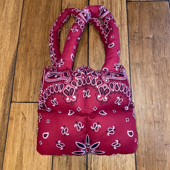 Bags | Red Bandanna Print Puffer Bag | Poshmark